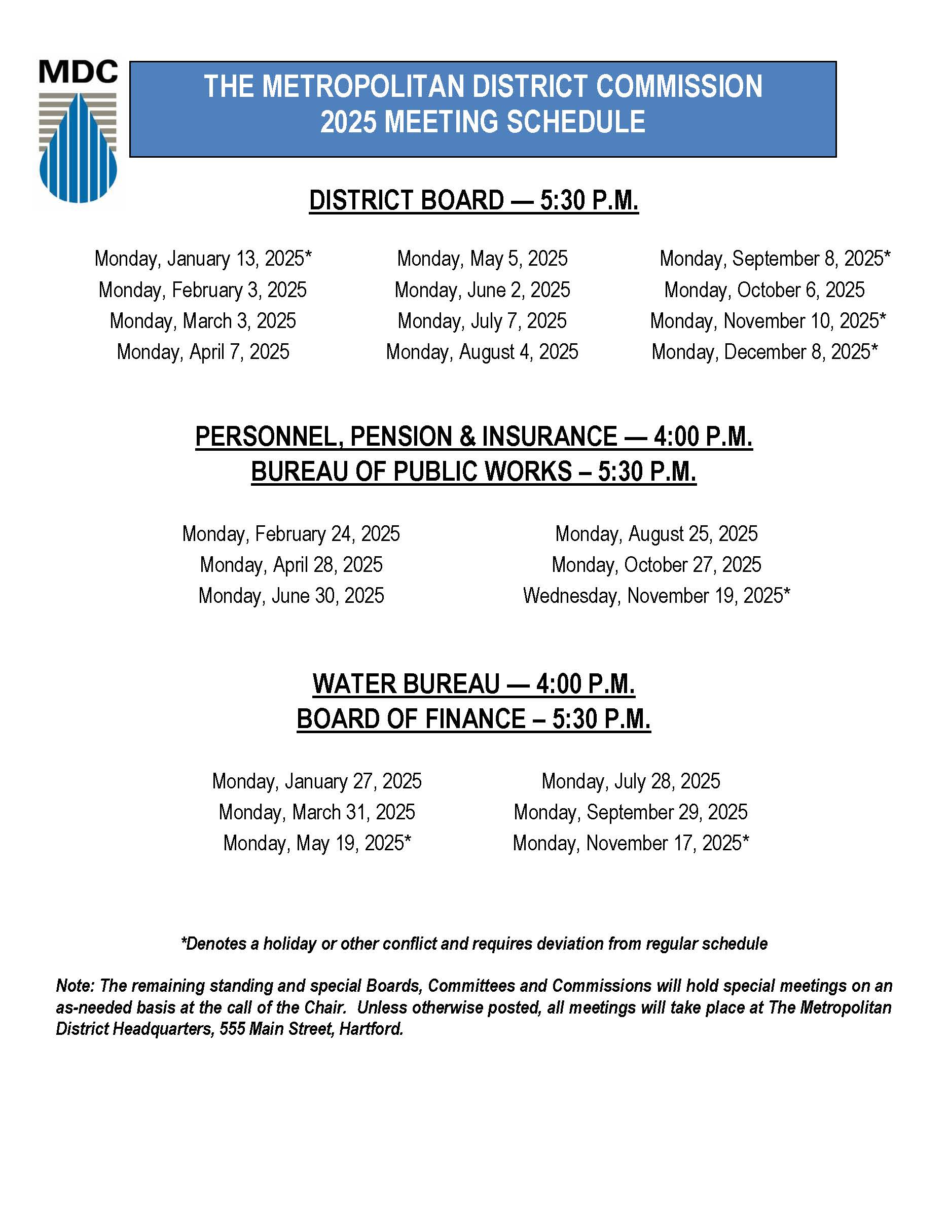 Meeting Schedule | The MDC