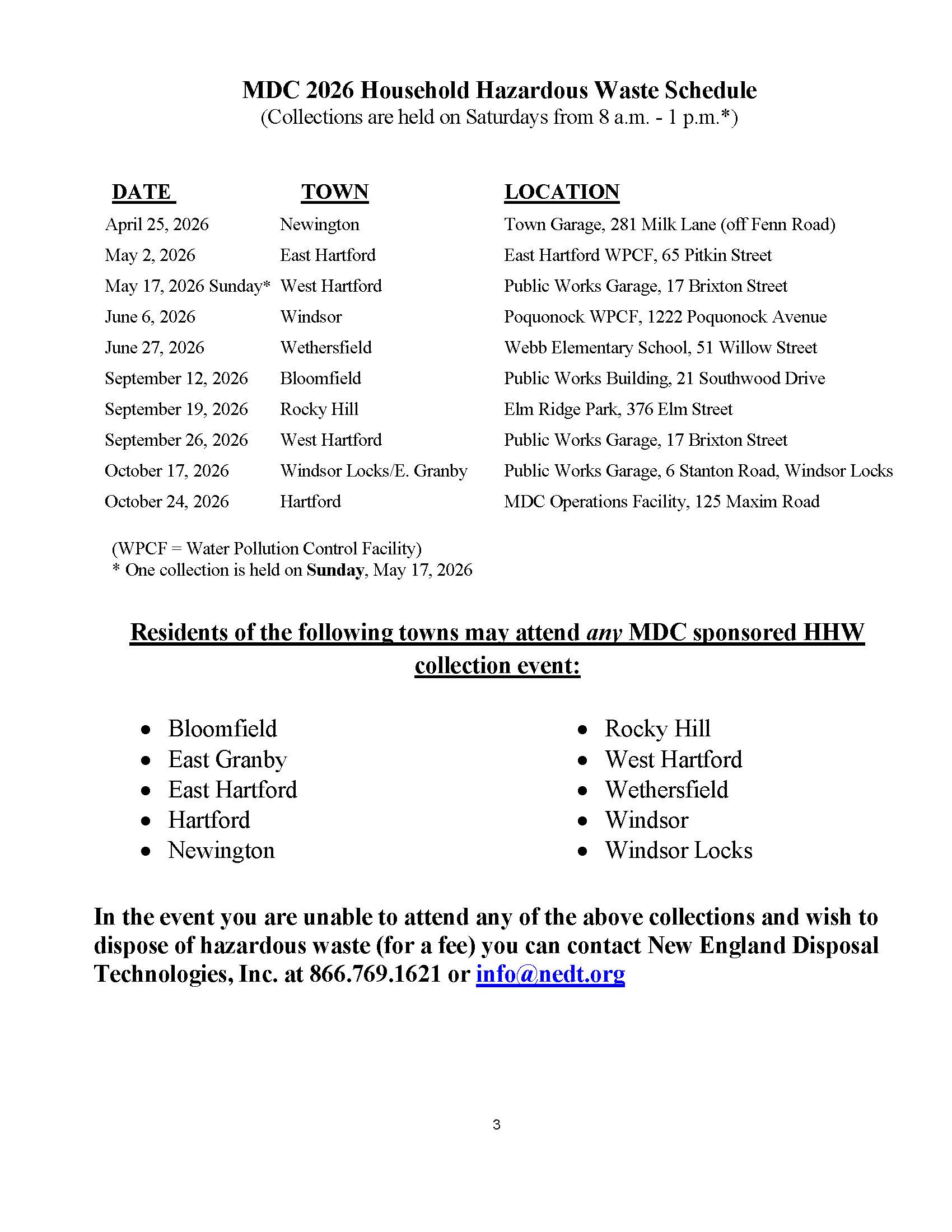 Press Release: MDC Announces Schedule for Household Hazardous Waste ...
